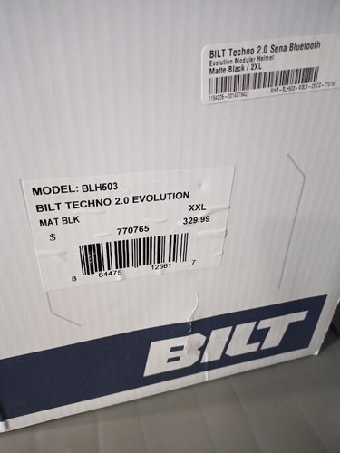 BILT TECHNO 2.0 EVOLUTION SENA BLUETOOTH MATTE BLACK MOTORCYCLE HELMET ...
