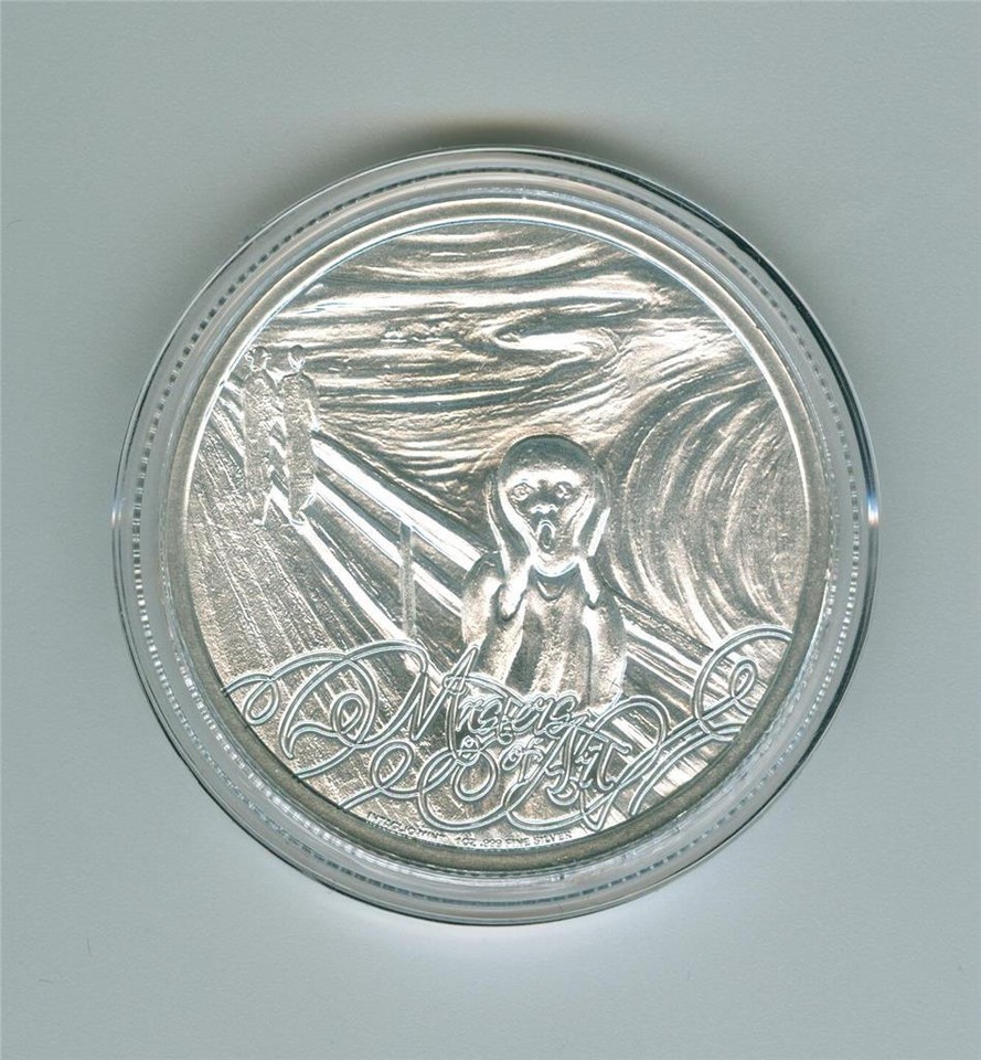 INTAGLIO MINT MASTERS OF ART EDVARD MUNCH "THE SCREAM" 1 OZ .999 HR ...