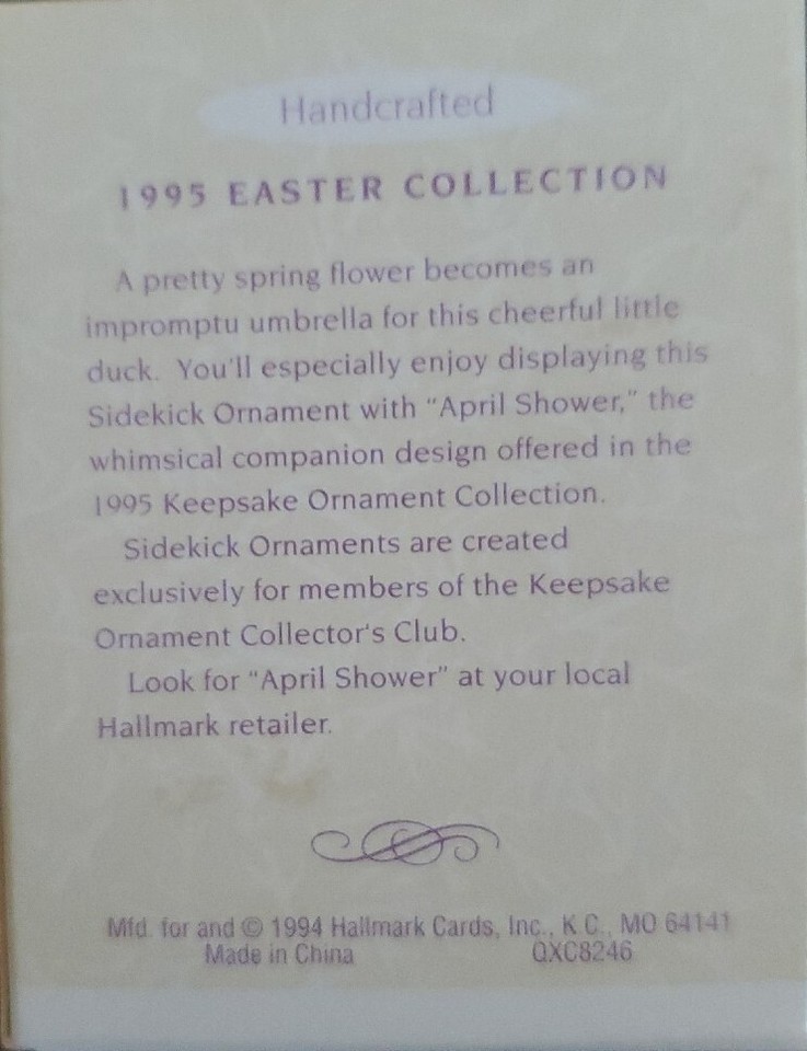 🐦🌟 💖Hallmark Keepsake Easter Ornament 1995 May Flower Duck Sidekick | eBay