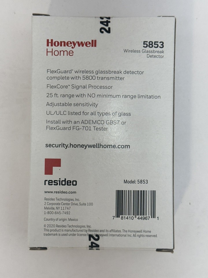 New Honeywell 5853 Wireless Glass Break Sensor Ademco Resideo ...