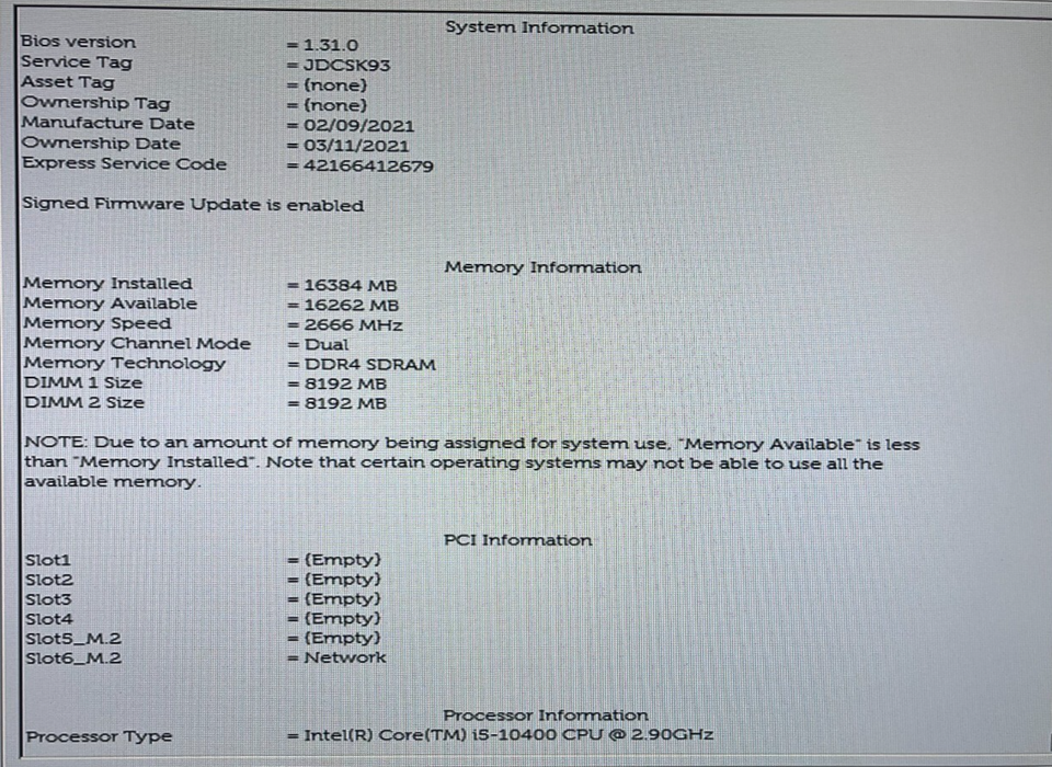 Dell Vostro 5880 i5-10400 CPU @2.9GHz 16GB RAM DDR4 - NO SSD/OS | eBay