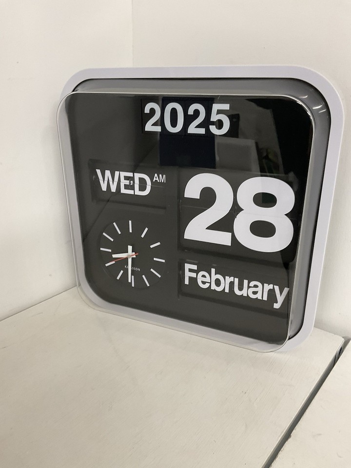 Karlsson Big Flip Calendar Clock, White, Retro Wall Clock - New In Box ...