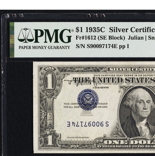 1935-C $1 Silver Certificate INVERTED PRINTING ERROR UNC 58 PMG SUPER ...