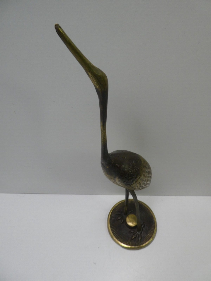 VINTAGE CHINESE BRASS STORK CRANE BIRD STANDING ON BASE | eBay