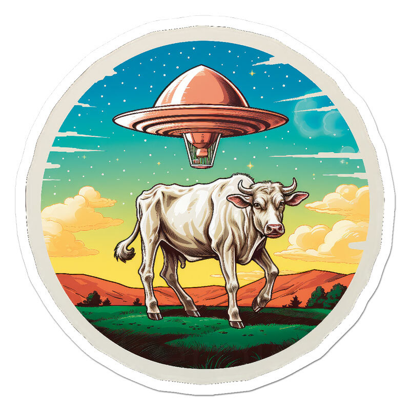 UFO Cow Abduction, Vinyl Decal Sticker, Indoor Outdoor, 3 Sizes, #11771 ...