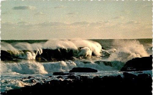 Raging surf postcard captures the Maine Coast. | eBay