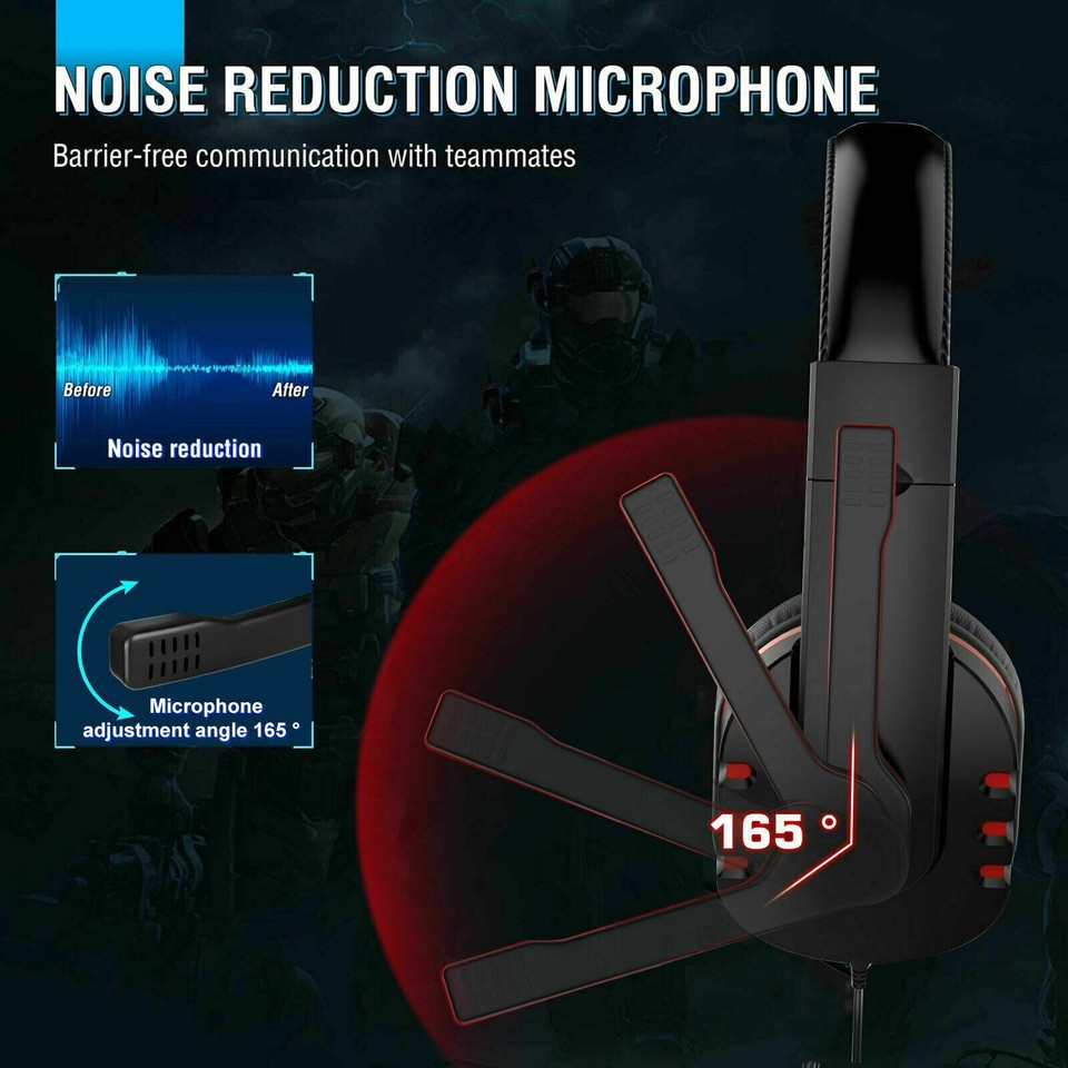 Gamepro LED RGB Gaming Headset with Adjustable Microphone, Black, Free ...