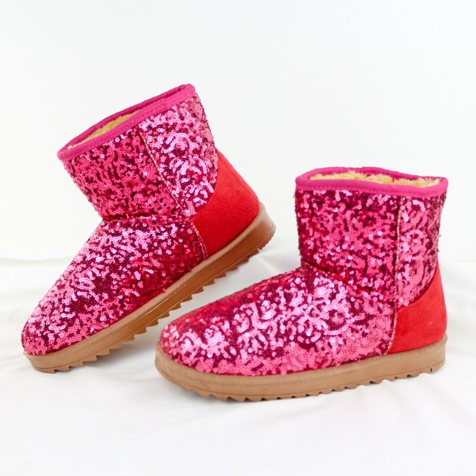 LADIES WOMENS GLITTERING WARM WINTER BOOTS FAUX FUR LINED HUG SNUGG ...