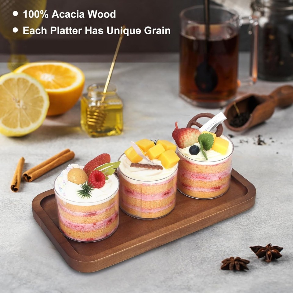 Small Wooden Platters Rectangle Mini Charcuterie Boards Acacia Wood ...