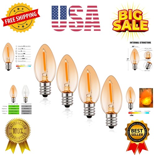 Night Light Bulbs, Amber LED C7 Bulb, 4W 5W 6W 7W Equivalent, E12 ...