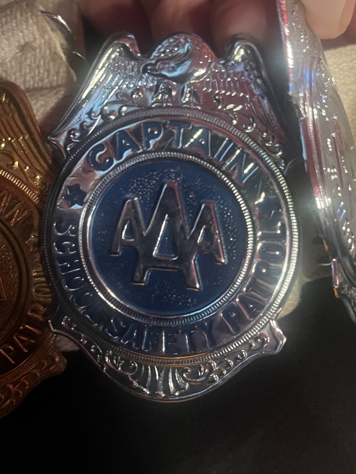 Vintage AAA School Safety Patrol Badges Sash Belt 2 Patrolman 1 Captain ...