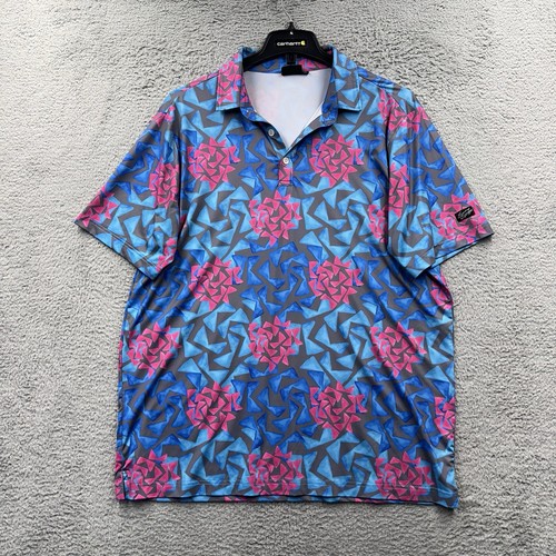 Sunday Swagger Shirt Mens Large Golf Polo Floral Print Colorful Neon ...