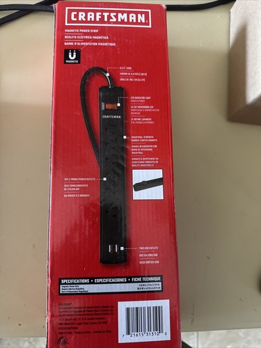 Craftsman Magnetic Power Outlet Strip with Outlets , USB Design Plug ...