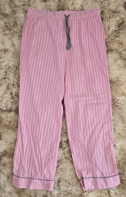 Victorias Secret Iconic Pink Striped Womens Pajama Pants Silver Shimmer ...