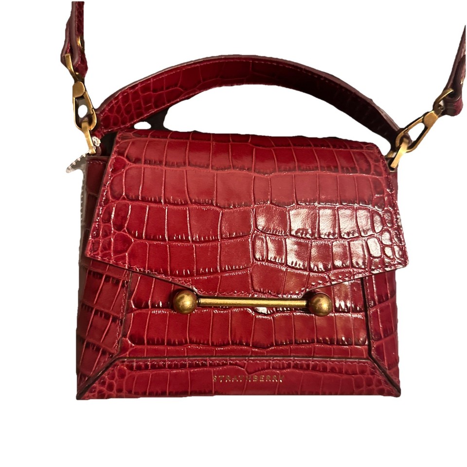Strathberry Nano Mosaic CrocEmbossed Leather Handbag - Oxblood | eBay