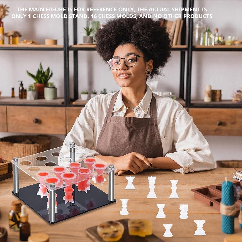 Chess Piece DIY Kit Include 1 Chess Piece Holder and 16 Chess Molds ...