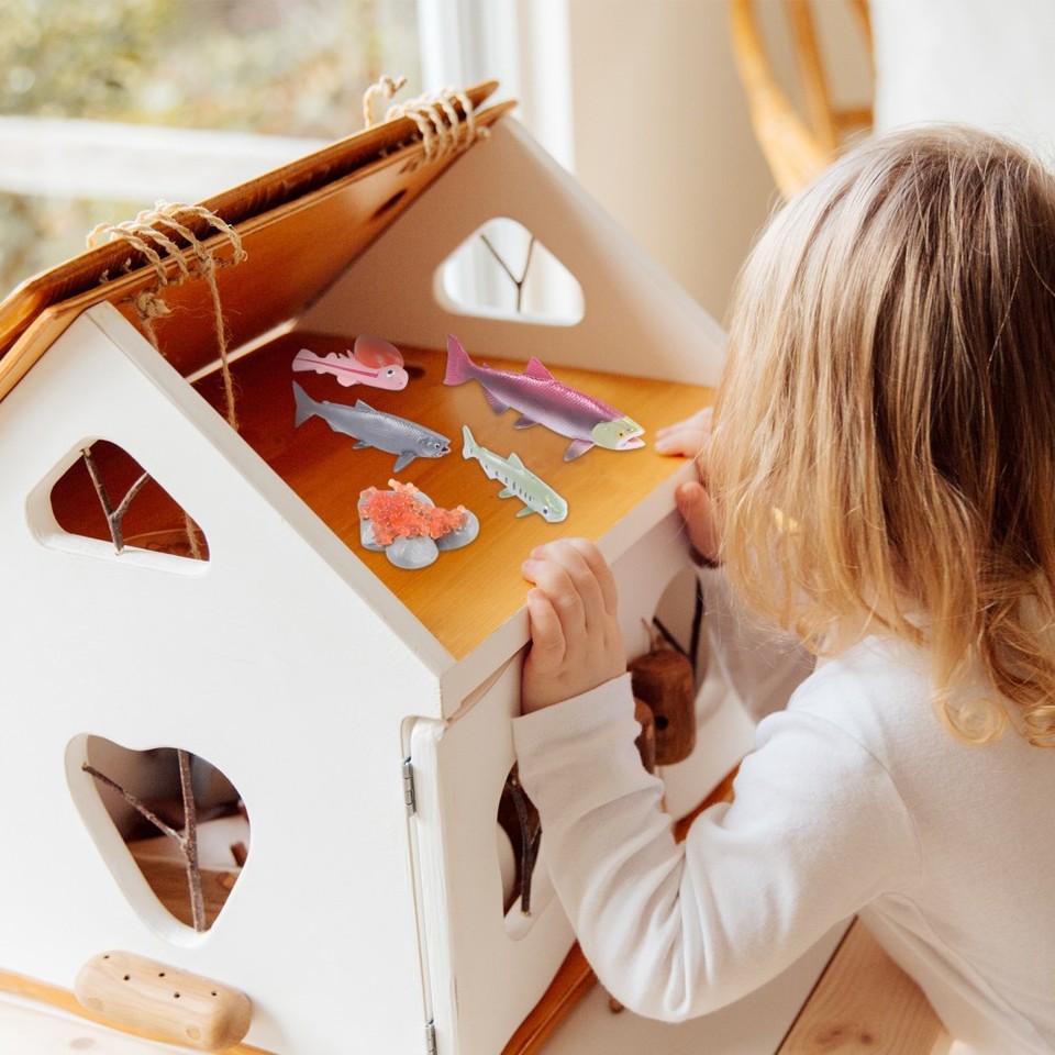 4Pcs Salmon Figurine Crafts Lifelike Kindergarten Fish Model Set ...