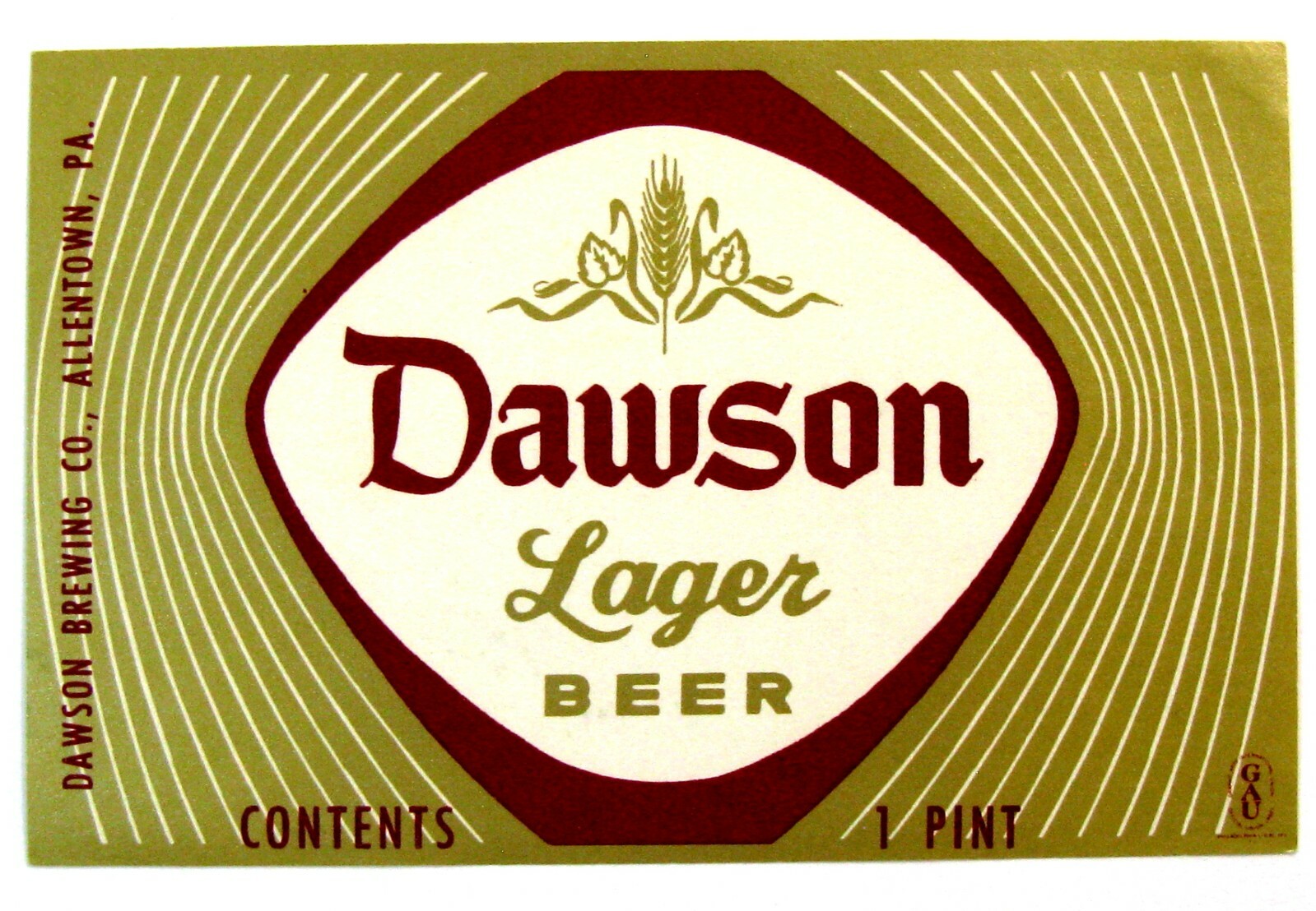 Dawson Brewing Co DAWSON LAGER BEER paper beer label PA 16oz | eBay