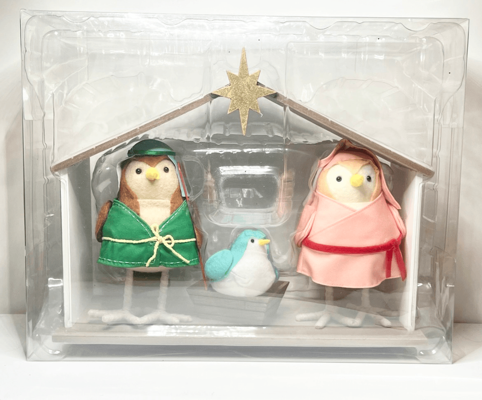 Target Wondershop Featherly Friends Nativity Scene Manger & 3 Fabric ...