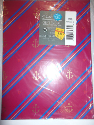 New Vintage Carlton Cards Wrapping Paper Gift Wrap Anchor Sailor Mens ...