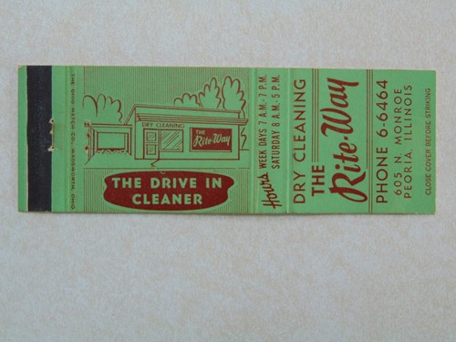 AO439 Matchbook Cover The Rite Way Dry Cleaning Service Peoria Illinois ...