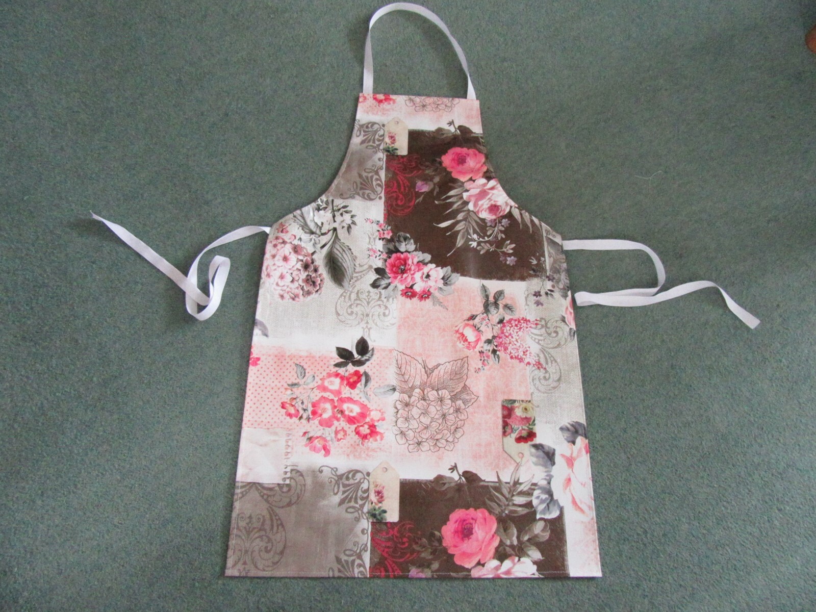 PRETTY PINK & BROWN FLORAL PVC APRONS IN 4 SIZES ALL HANDMADE TO ORDER ...