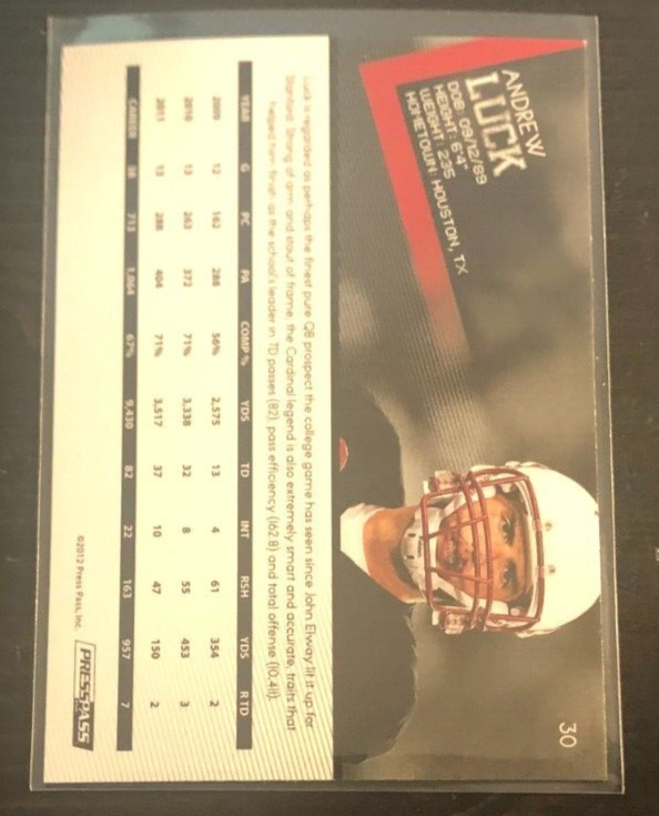 2012 Press Pass ANDREW LUCK Rookie Card RC #30 Colts | eBay