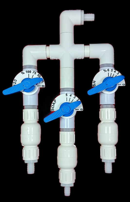3/4" Manifold, 3/4" Hose Barbs, 1/4" Soap Barb, Soft Wash Proportioner ...