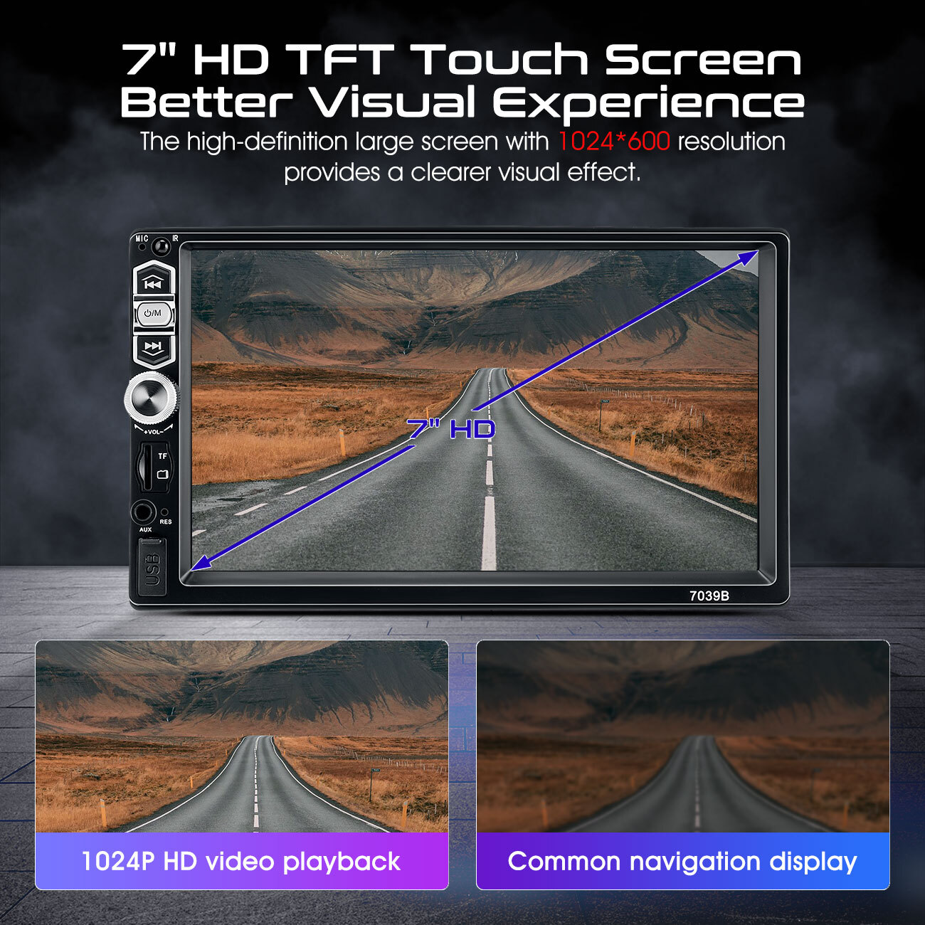 Single 1Din 7" Car Stereo Radio Apple/Android Carplay Bluetooth Touch Screen Mic | eBay