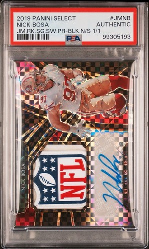 2019 Select BLACK NFL Shield Auto Nick Bosa 1/1 Rookie RC PSA Auth RPA ...