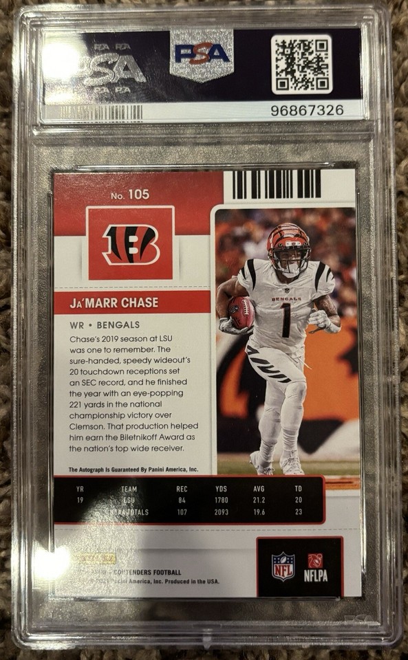 2021 Contenders Ja’Marr Chase Wild Card Round ROOKIE AUTO PSA10 POP1 | eBay