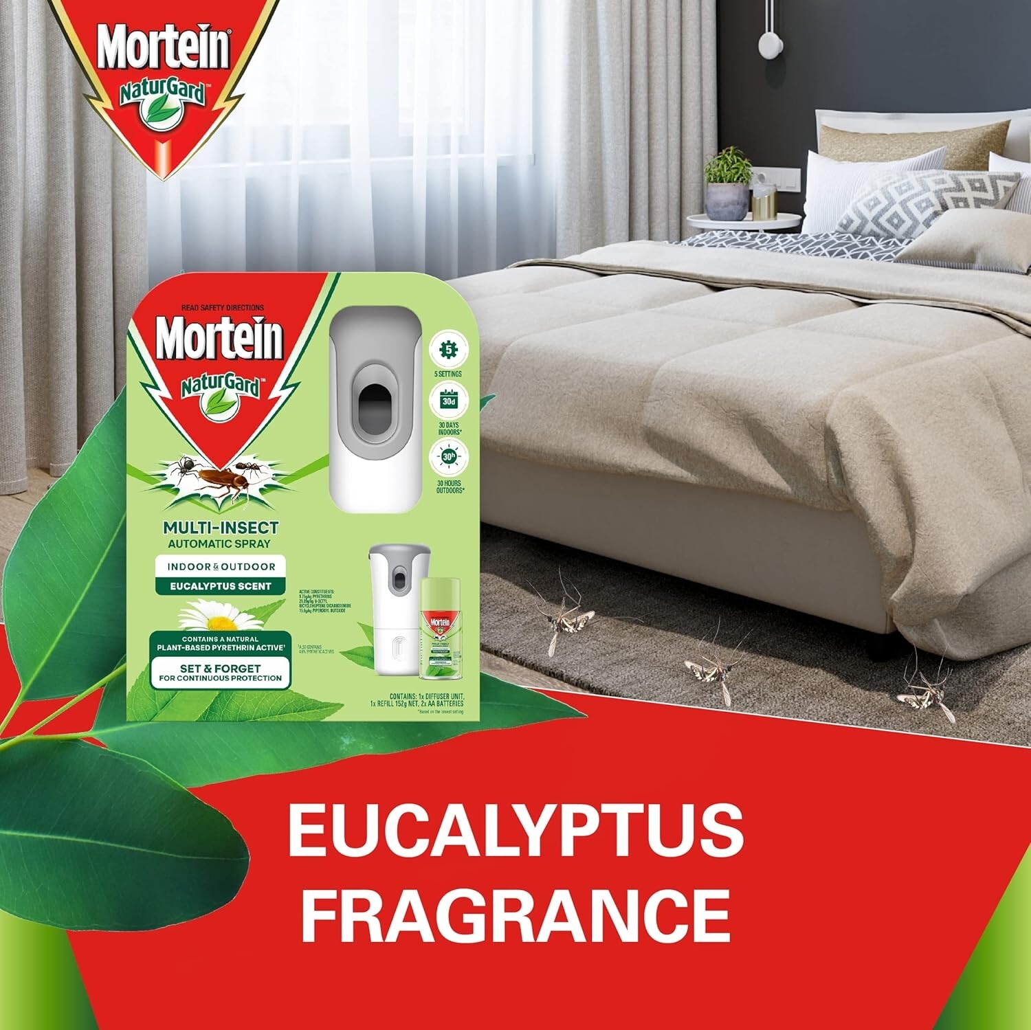 Mortein Naturgard Multi-Insect Automatic Diffuser Kit Eucalyptus 152G ...