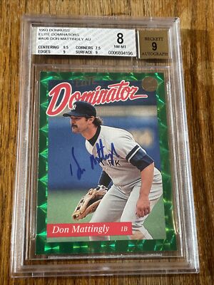 Don Mattingly 1993 Leaf Donruss Elite Dominator Auto 2194/5000 #6 BGS 8 ...