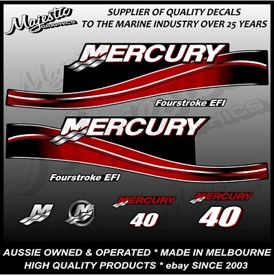MERCURY 40hp - FOURSTROKE - DECAL KIT - OUTBOARD DECALS | eBay