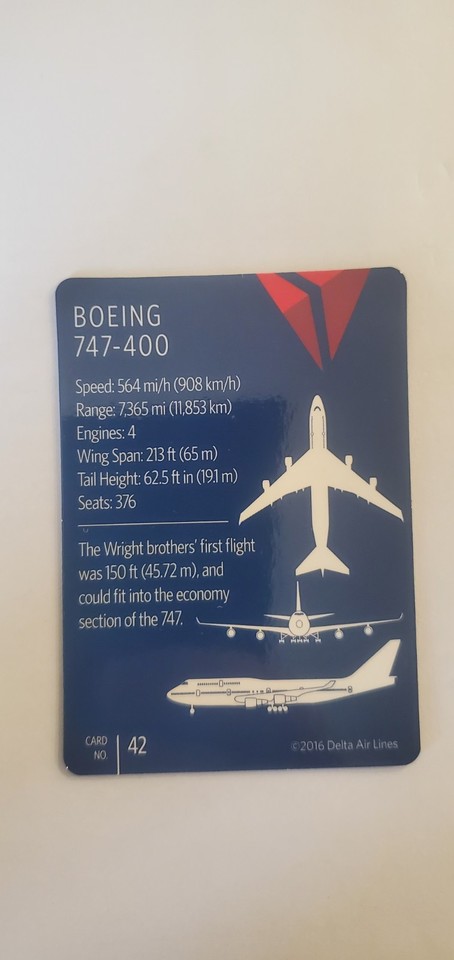 Delta Airlines 2016 Aircraft Trading Card #42 Boeing 747 RARE | eBay