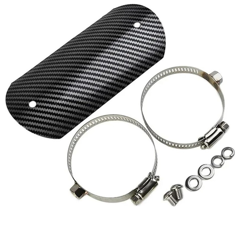 1x Motorcycle Exhaust Heat Shield Guard Middle Pipe Protector Carbon ...