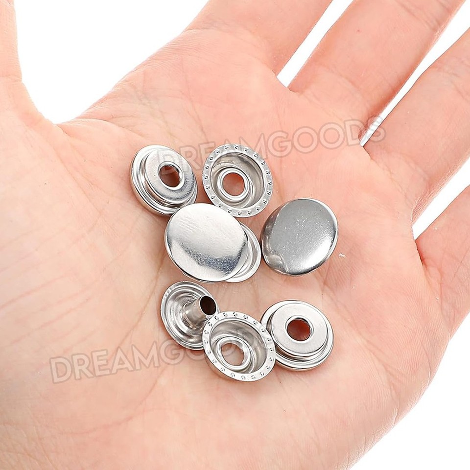 128X Stainless Steel Snap Fastener Press Stud Cap Button Kit Marine ...