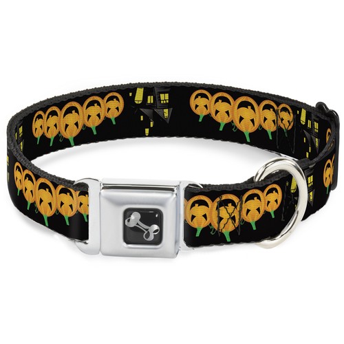 Dog Collar Bone Jack-o'-Lanterns/Haunted House Black/Yellow Small 9.5 ...