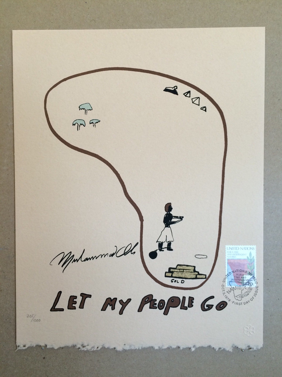 MUHAMMAD ALI - UNITED NATIONS (WFUNA) ART GRAPHIC - 1979 - “NAMIBIA ...