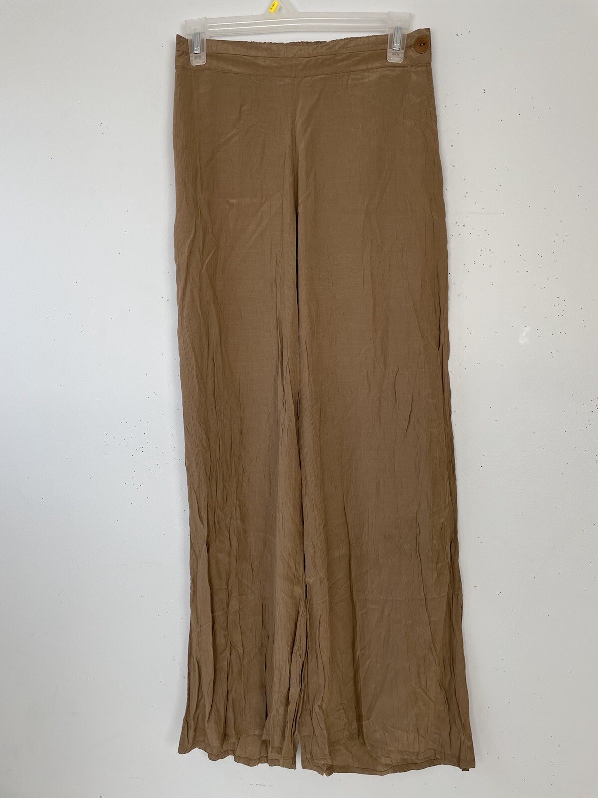 FLAX 100% Rayon Womens Pants Size BrowPetite Wide Leg Flowy Layers ...