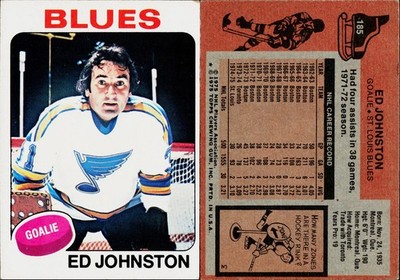 1975-76 Topps Hockey Card #185 Ed Johnston St. Louis Blues | eBay