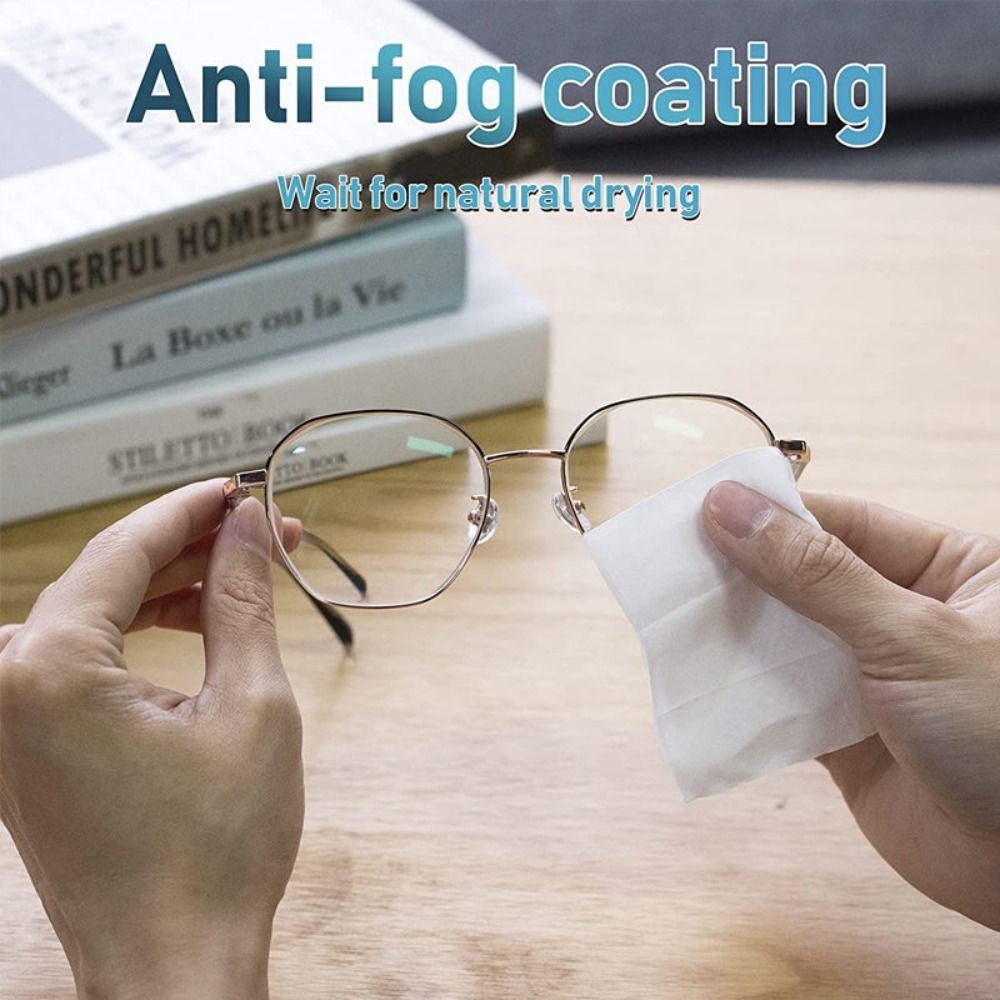 100Pcs/Box Anit-fog Glasses Cleaner Wet Wipe Disposable Anti-Fog Lens ...
