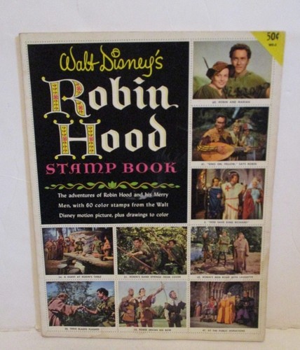 VINTAGE WALT DISNEY'S ROBIN HOOD STICKER STAMP BOOK AS-IS PAGES STUCK ...