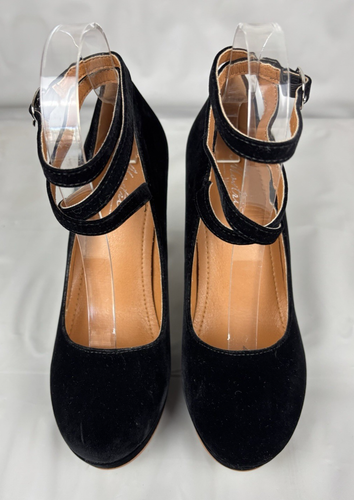 Mostrin Platform Pumps Women’s 7 Black Velvet Strappy Ankle Stiletto | eBay