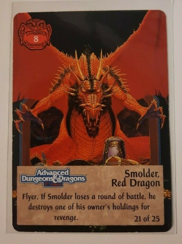 TSR Spellfire CCG 1st Ed. SMOLDER, RED DRAGON Rare Chase Card #21/25 AD ...