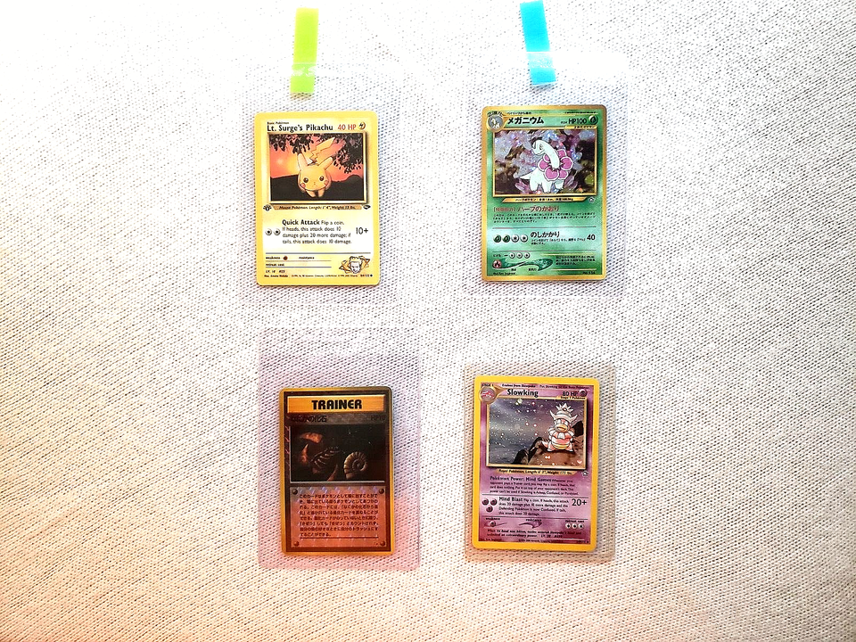 PIKACHU FIRST EDITION, MANIGUM HOLO, SLOWKING HOLO, TRAINER HOLO -1995 ...