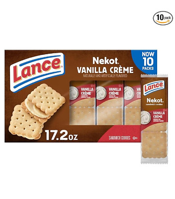 Lance Sandwich Cookies Nekot Vanilla Creme 10 Individually Wrapped ...