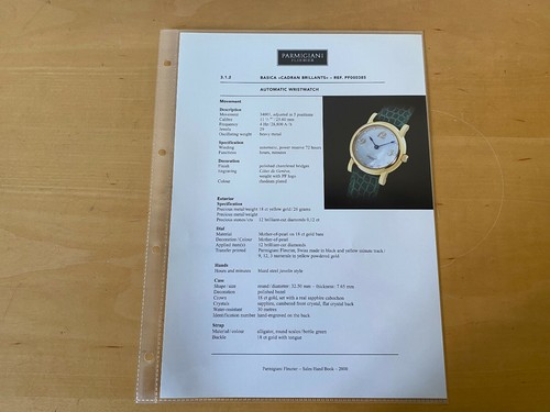 Parmigiani Fleurier - Technical Sheet - Basic Watch 'Brilliant Sphere ...