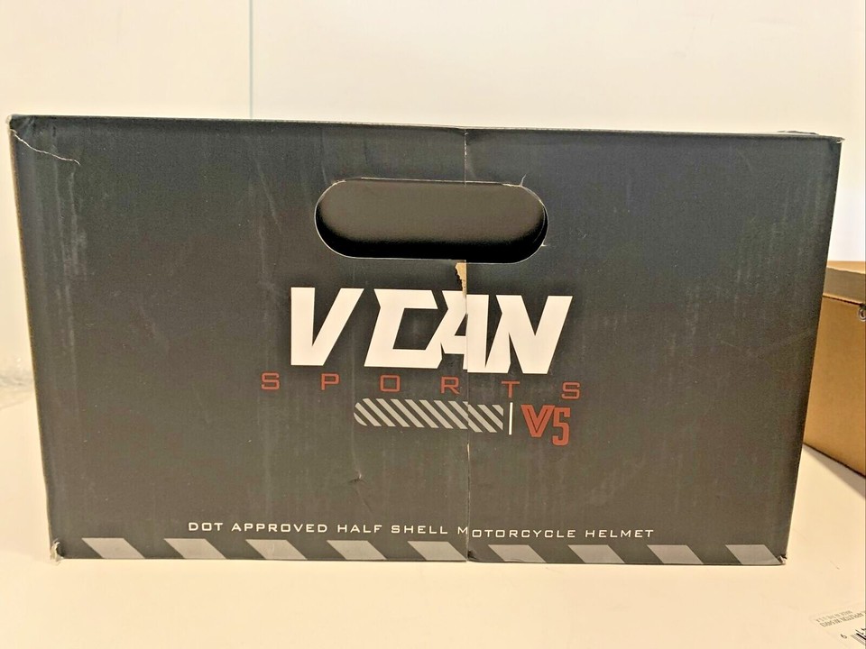 VCAN Sports V5 Dot approved Half Shell Pinstripe Motorcycle Helmet Size ...