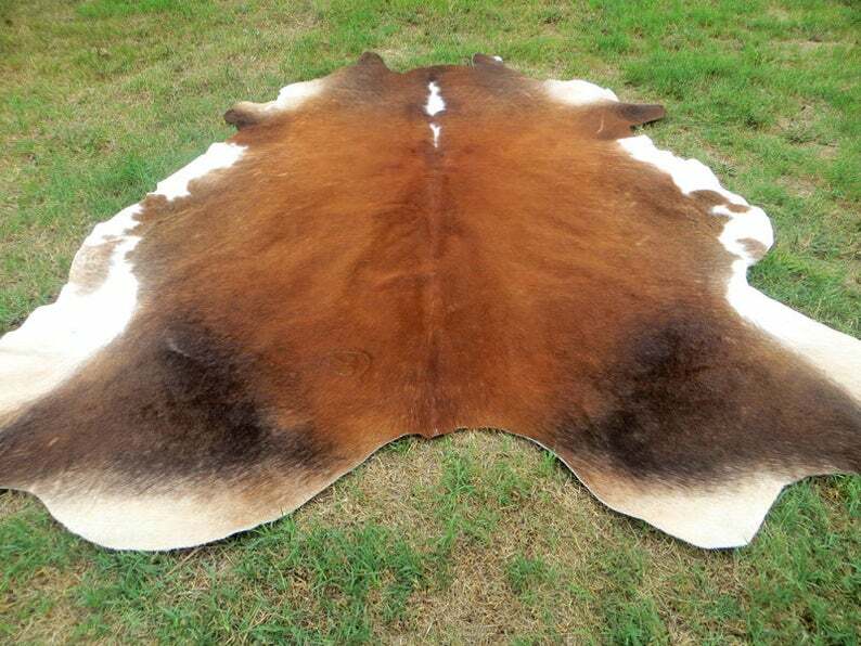 MAKE OFFER !! LARGE mahogany BROWN Cowhide Rug natural Cowhides Cow ...